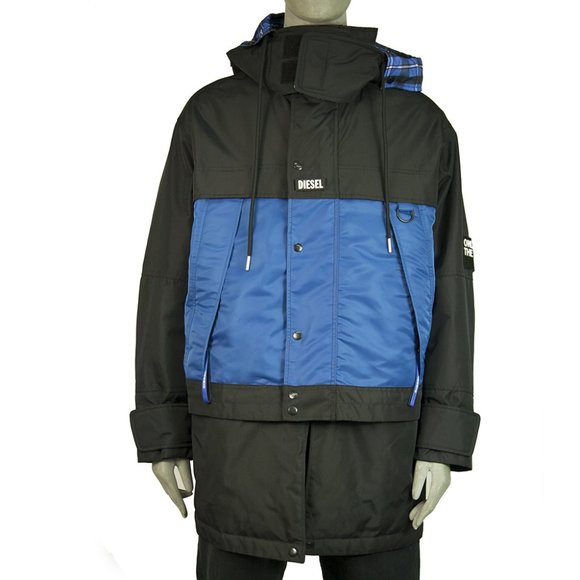 Diesel | Jackets & Coats | Diesel Man Blue Zipper Hooded Parka ...